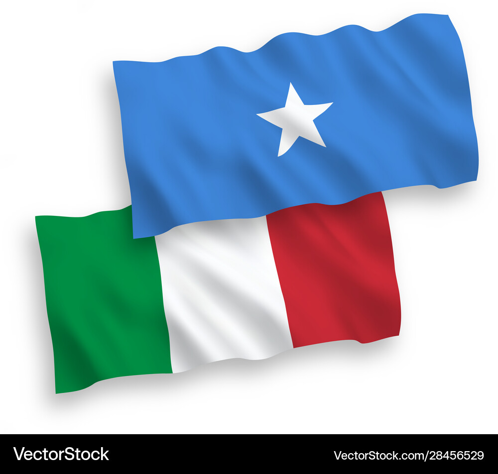 Flags italy and somalia on a white background Vector Image