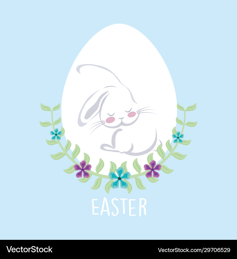 Label easter with cute rabbit Royalty Free Vector Image
