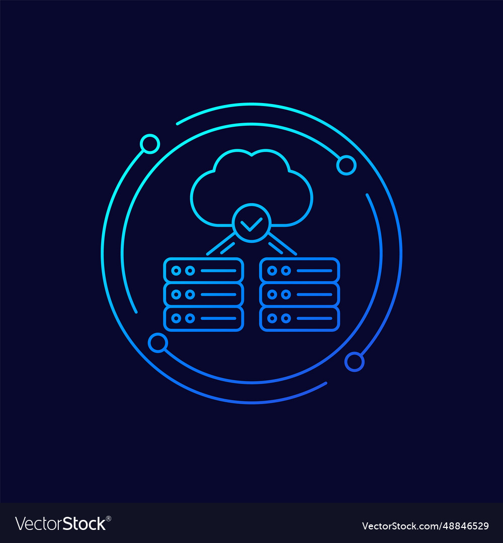 Servers and cloud solutions icon linear design Vector Image