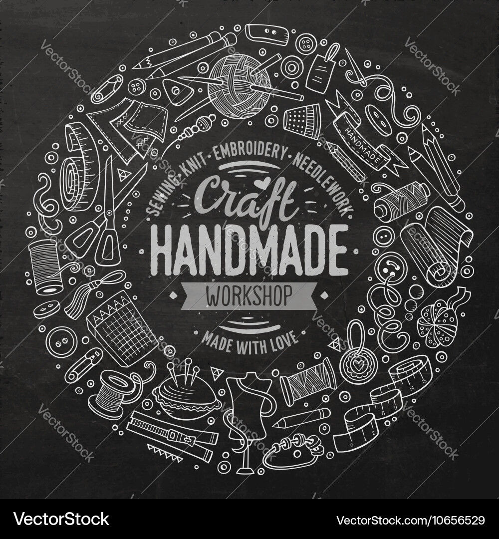 Set of handmade cartoon doodle objects symbols Vector Image