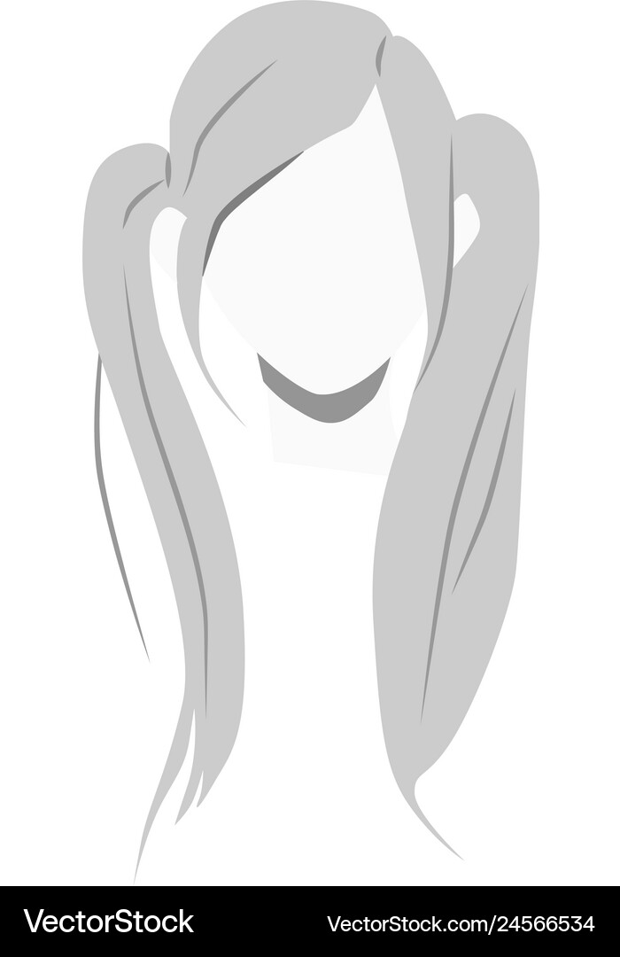 Long ponytails flat on white Royalty Free Vector Image