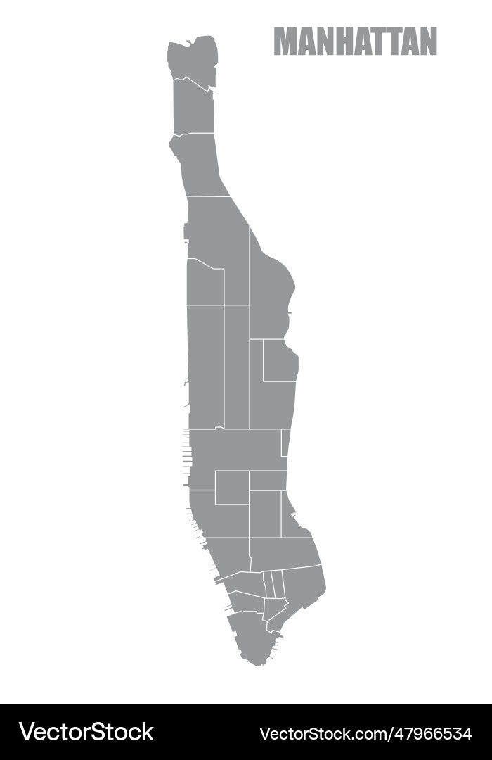 Manhattan administrative map Royalty Free Vector Image