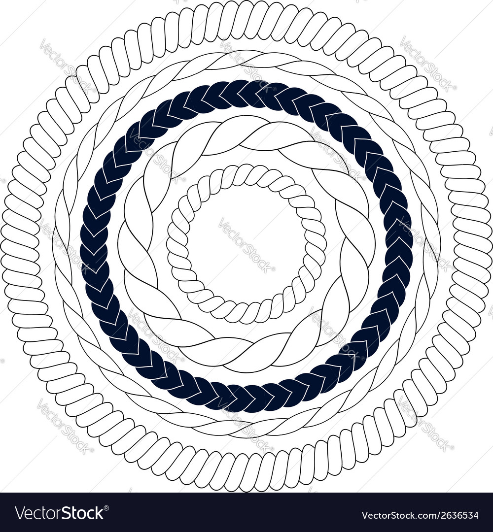 Round rope elements frames borders Royalty Free Vector Image