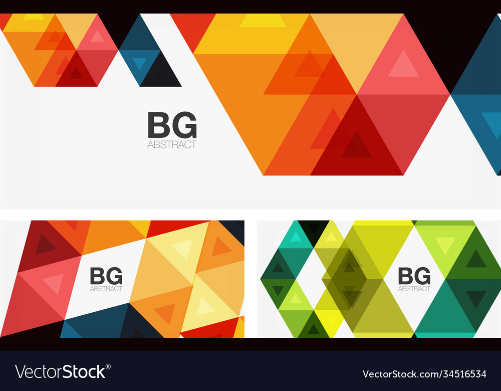 Set Mosaic Triangle Pattern Abstract Royalty Free Vector
