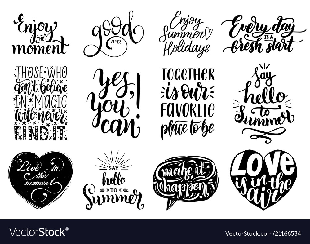 Set Of Hand Lettering With Motivational Royalty Free Vector