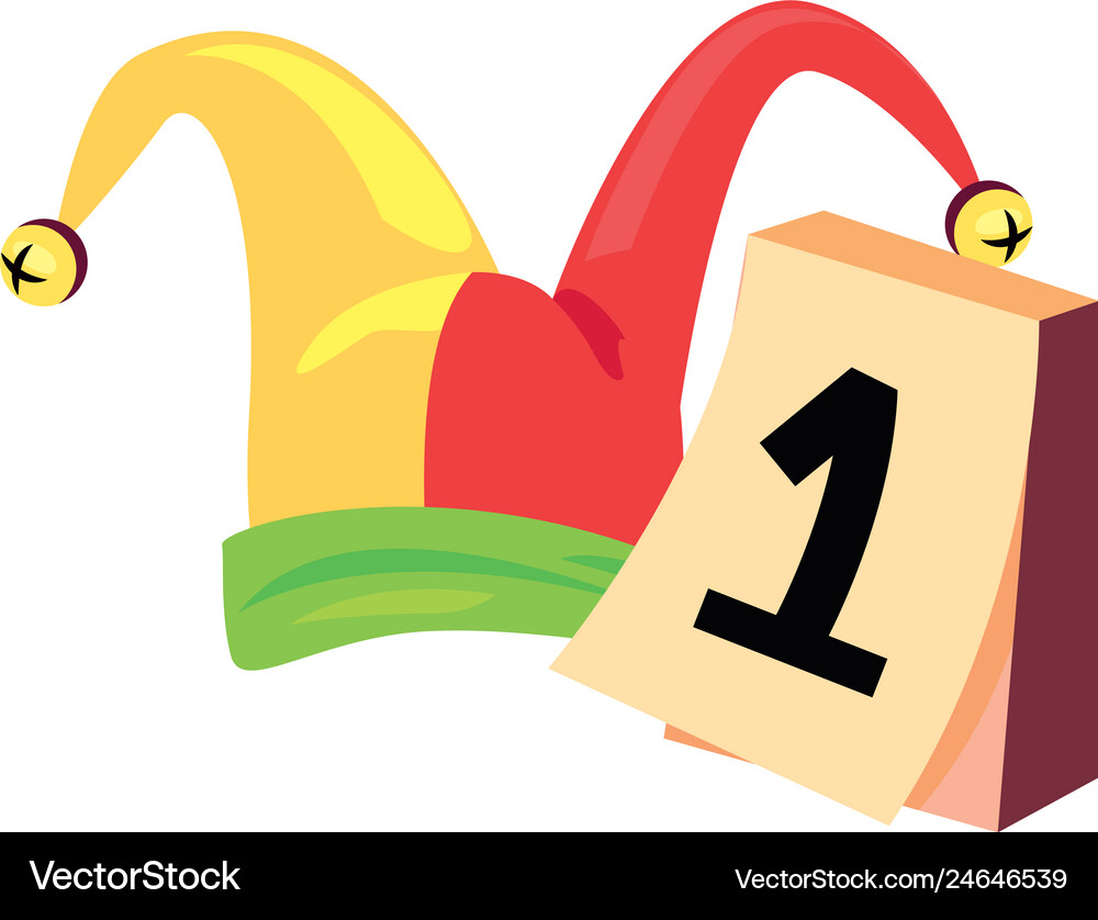 Calendar and hat jester april fools day Royalty Free Vector