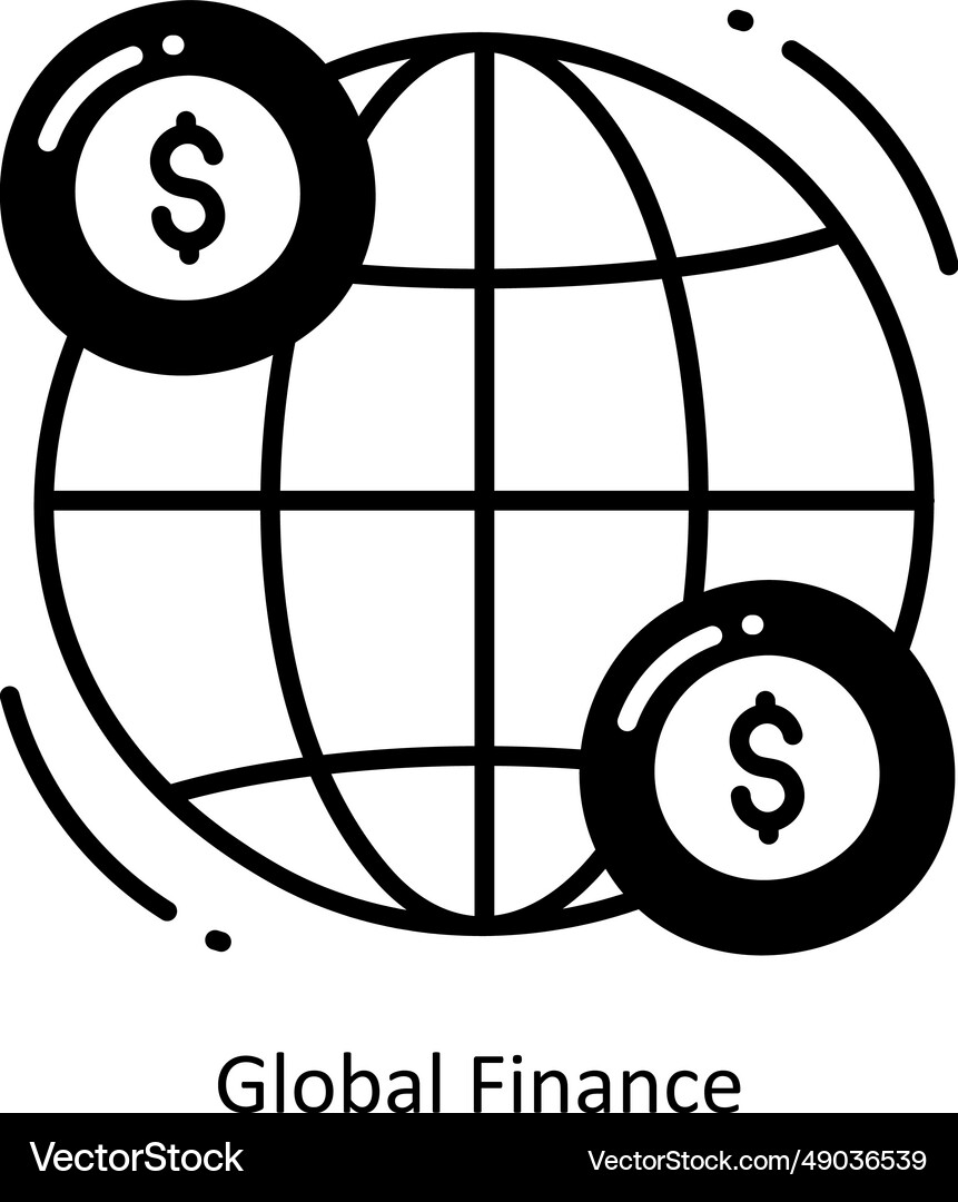 Global finance doodle semi solid icon design illus
