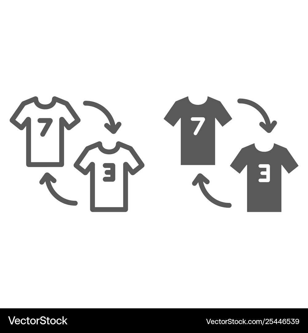 Player substitution line and glyph icon game Vector Image