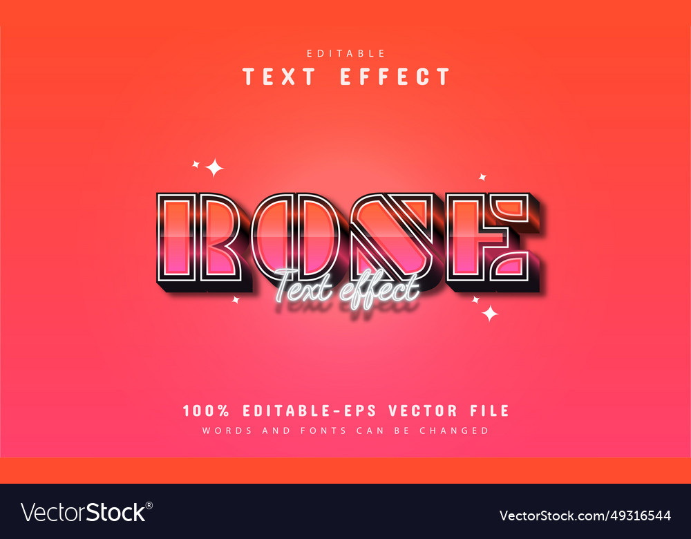 Rose text - editable gradient style text effect Vector Image