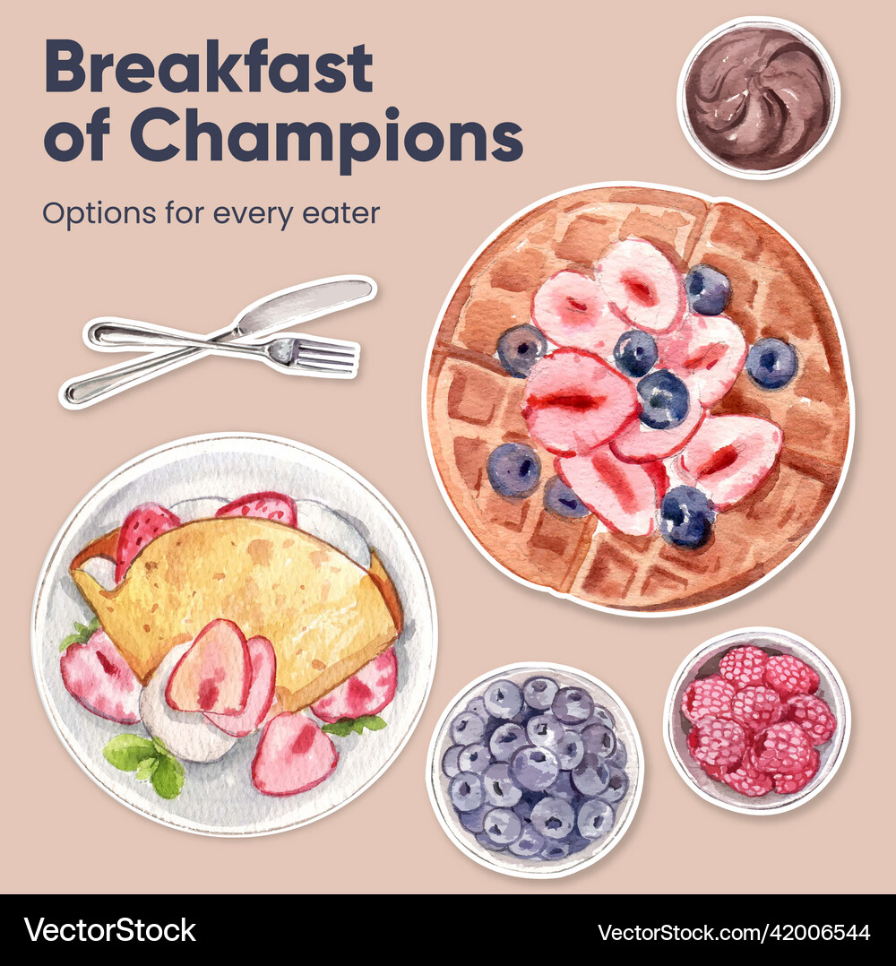 Sticker template with specialty breakfast Vector Image