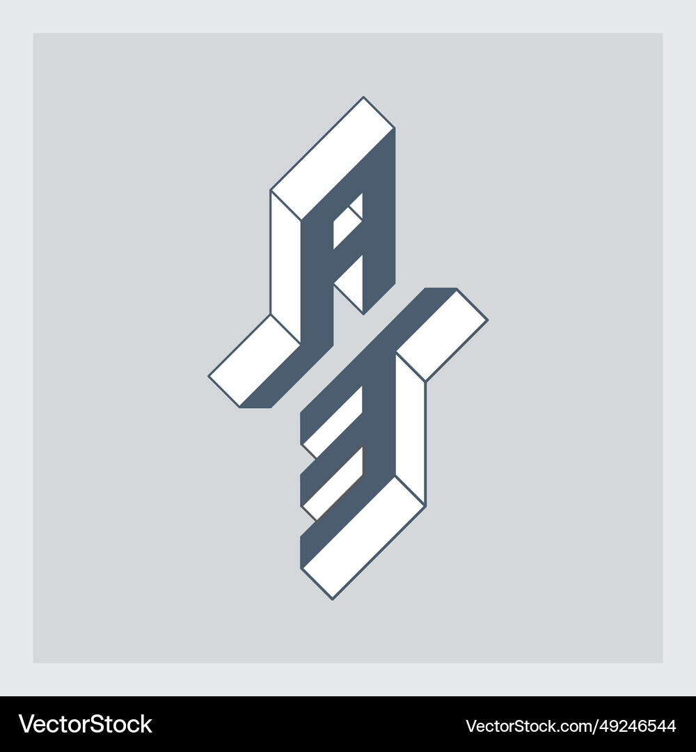 Three-dimension letter a and number 3 a3 Vector Image