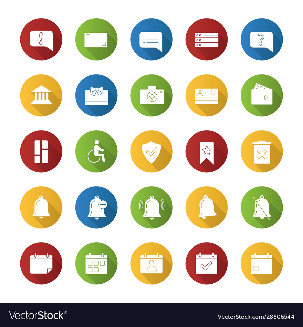 Uiux flat design long shadow glyph icons set Vector Image