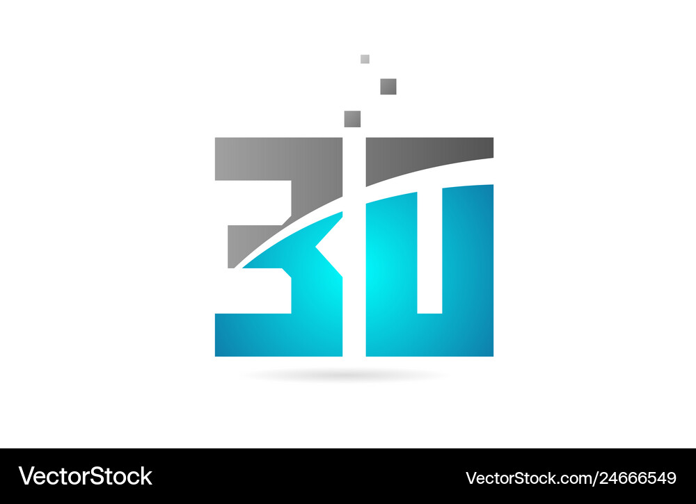 Blue grey number 30 for logo icon design Vector Image