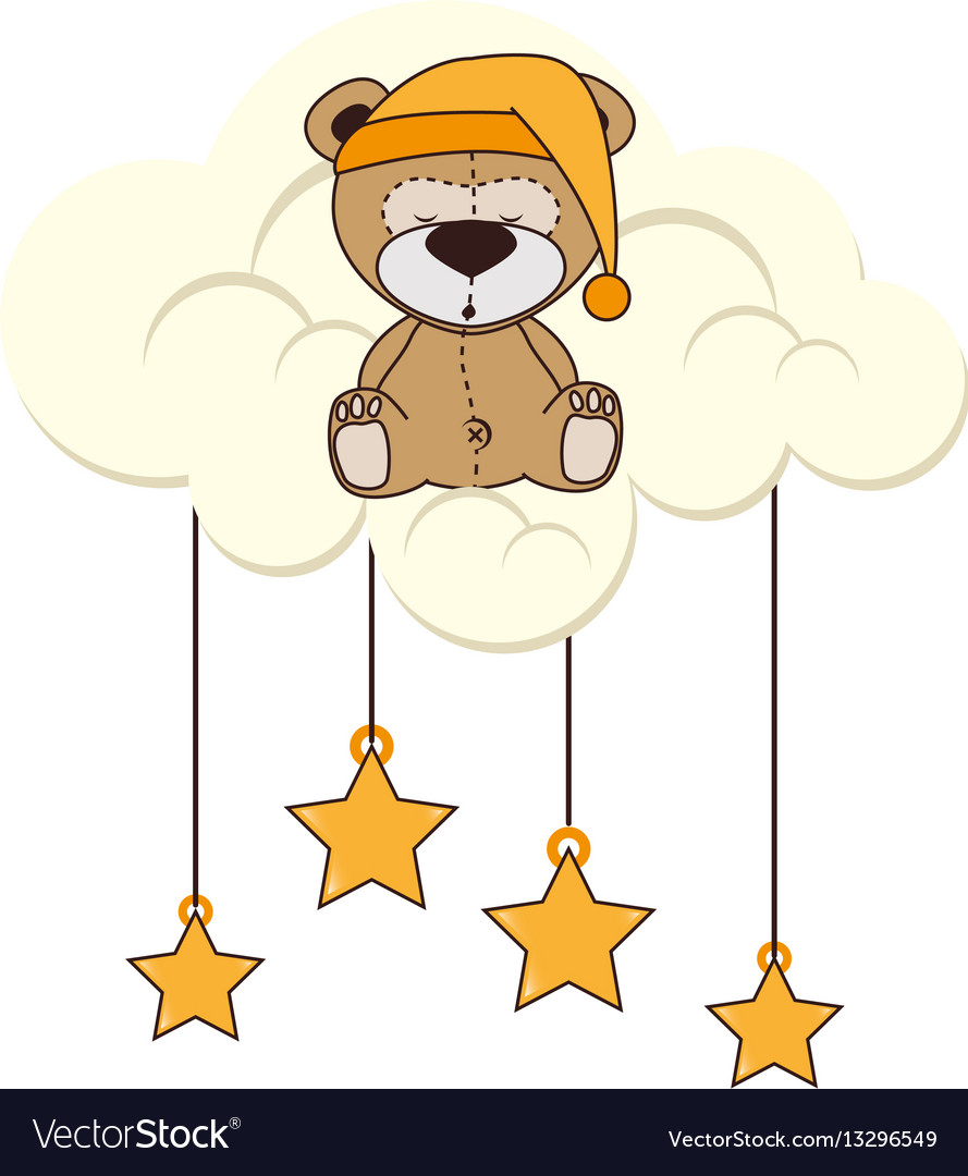 Cutte Teddy Sleeping Icon Royalty Free Vector Image