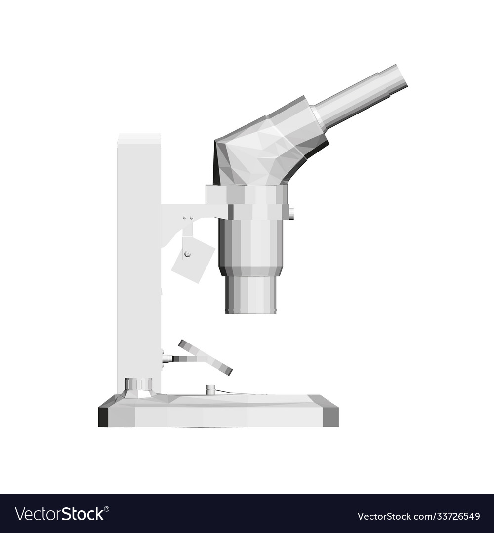 Low poly microscope white desktop Royalty Free Vector Image