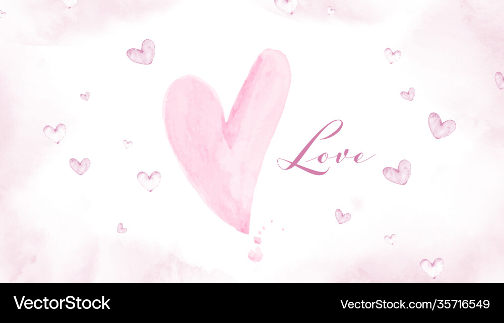 Pink heart shape on watercolor splash texture Vector Image