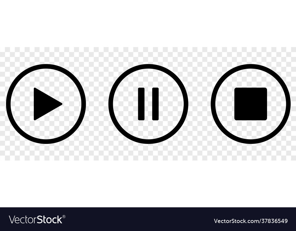 Play pause and stop black buttons Royalty Free Vector Image Play pause and stop black buttons Royalty Free Vector Image