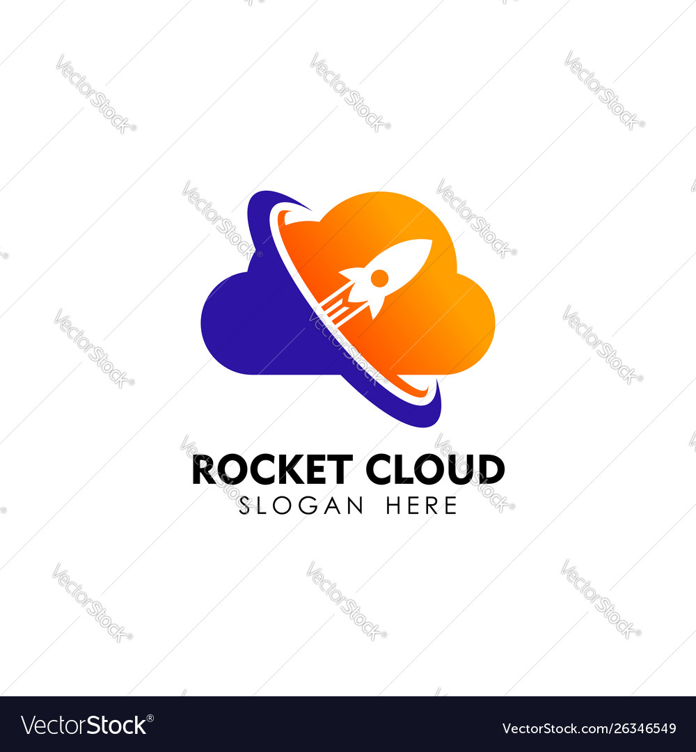 Rocket cloud logo design template tech Royalty Free Vector