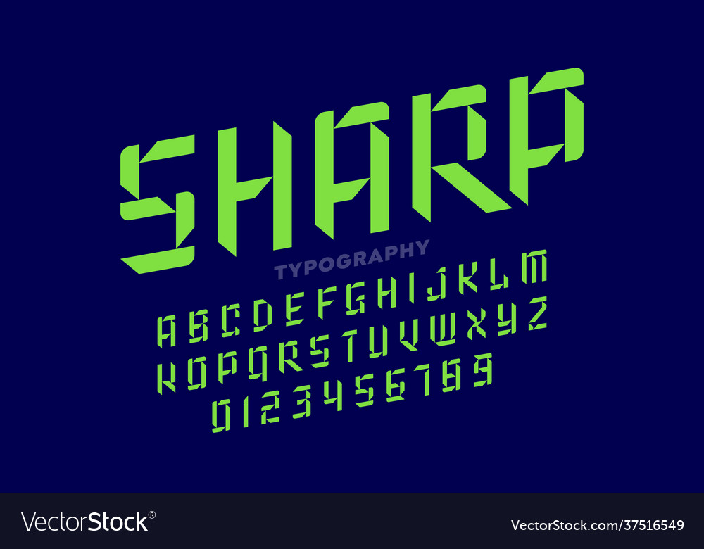 Sharp style font Royalty Free Vector Image - VectorStock