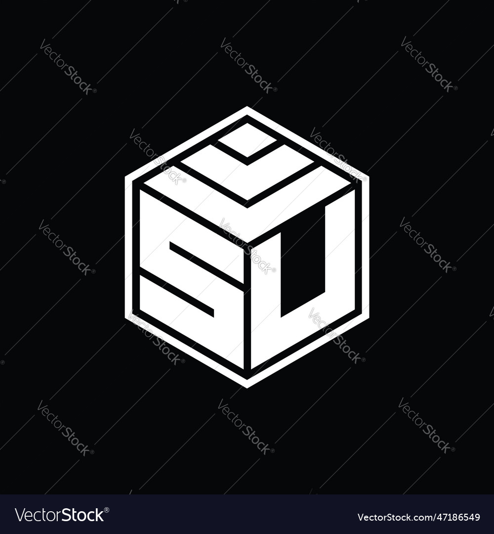 Su logo monogram with hexagon geometric isolated Vector Image