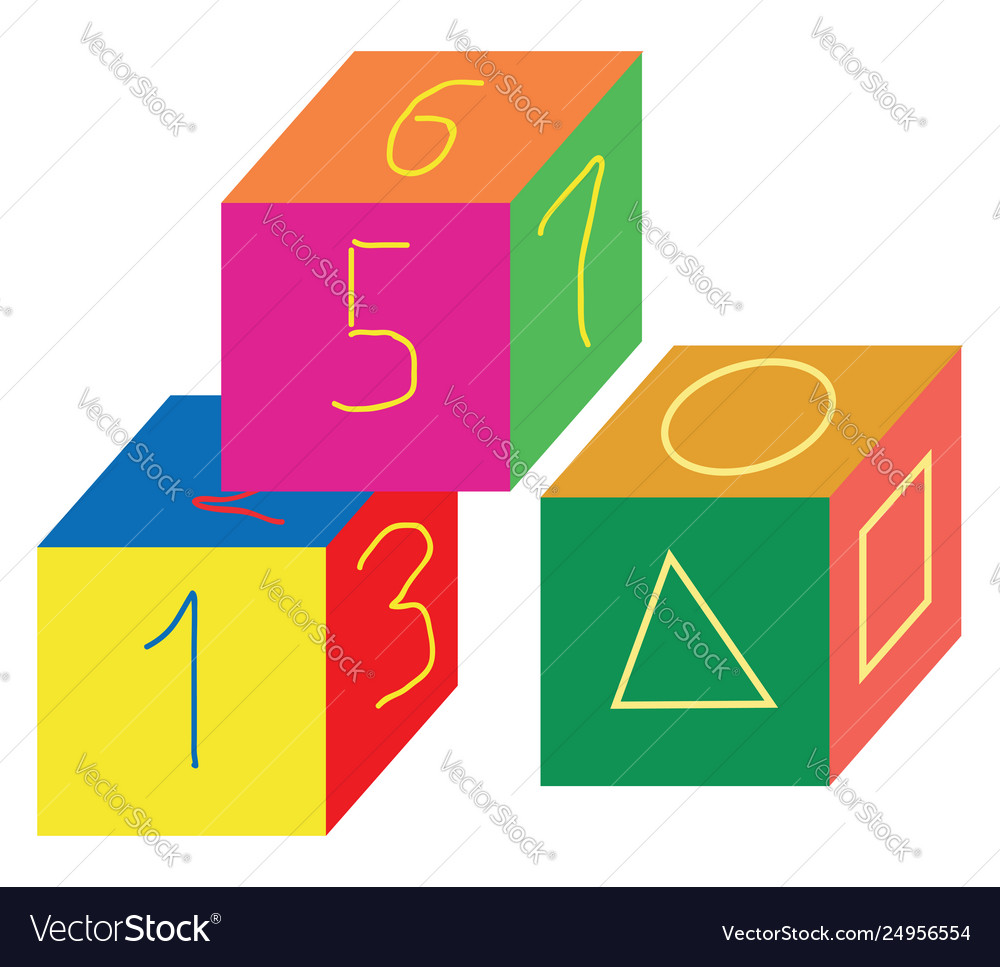 Cube-shaped multi-colored number toyscube-shaped Vector Image