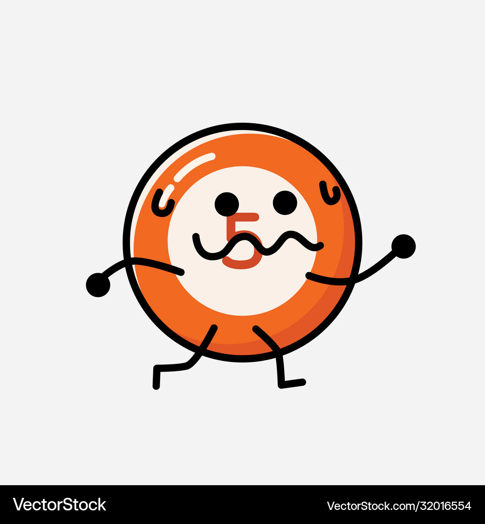 Cute billiard ball mascot character in flat Vector Image