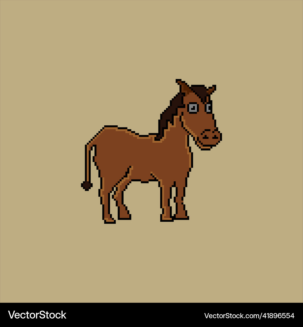 Donkey with pixel art Royalty Free Vector Image