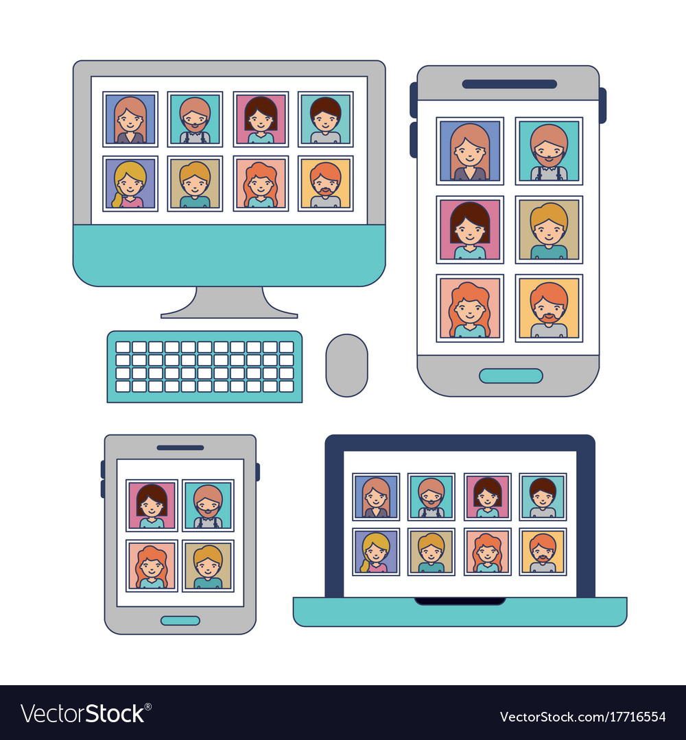 Multimedia set device tech on white background Vector Image