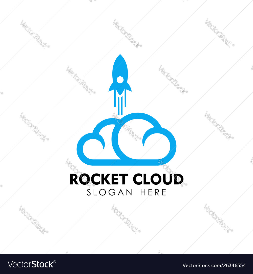Rocket cloud logo design template cloud tech logo Vector Image