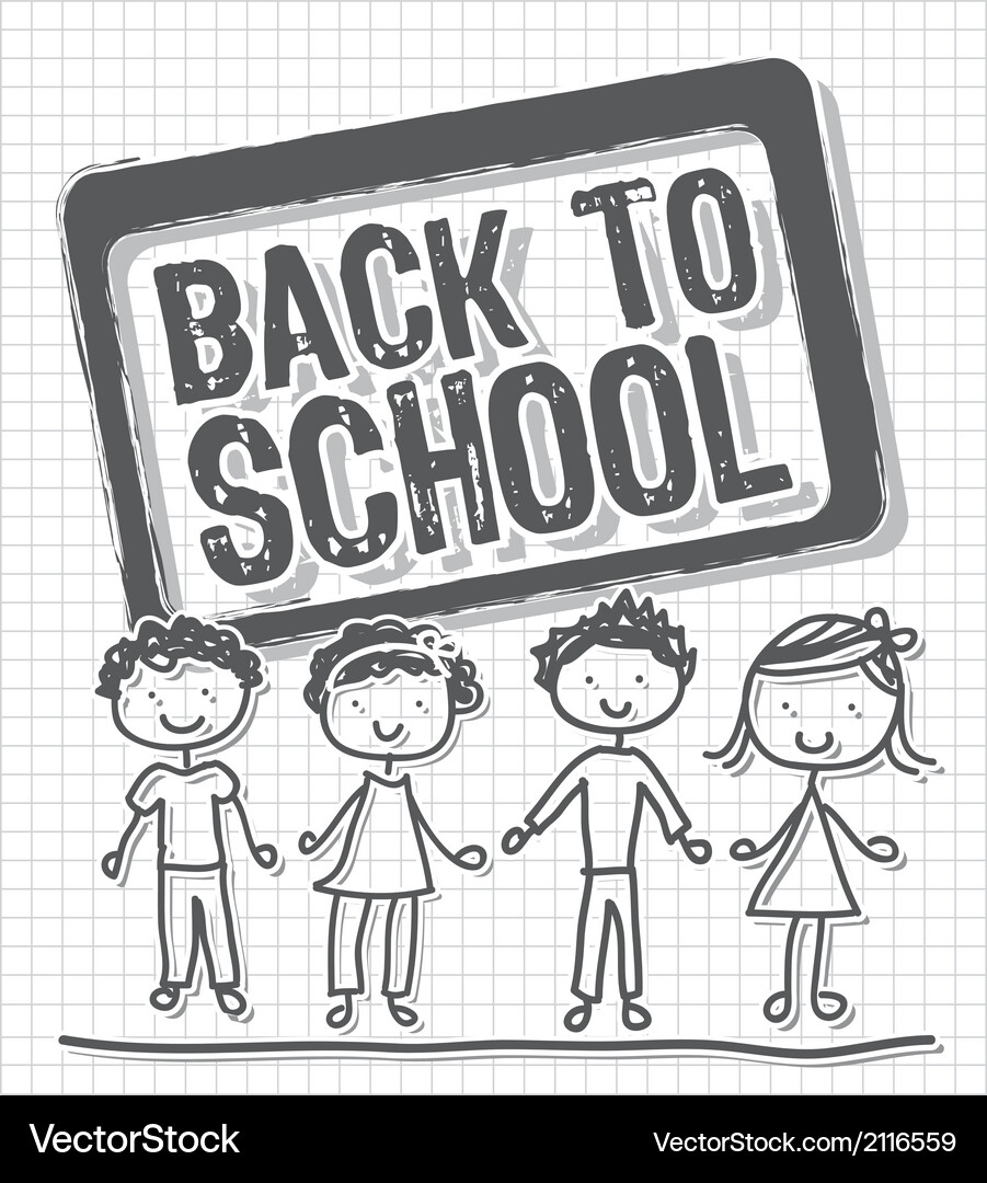 Back to school with children over paper notebook Vector Image