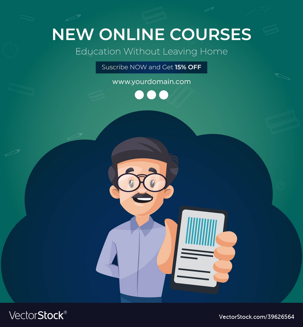 Banner design of new online courses Royalty Free Vector