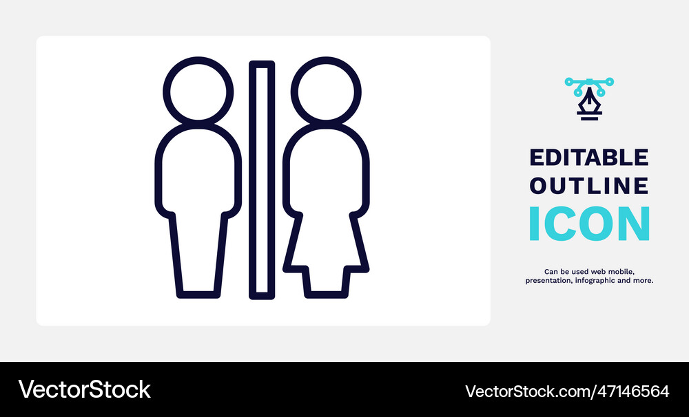 Restroom sign icon thin line sign icon Royalty Free Vector