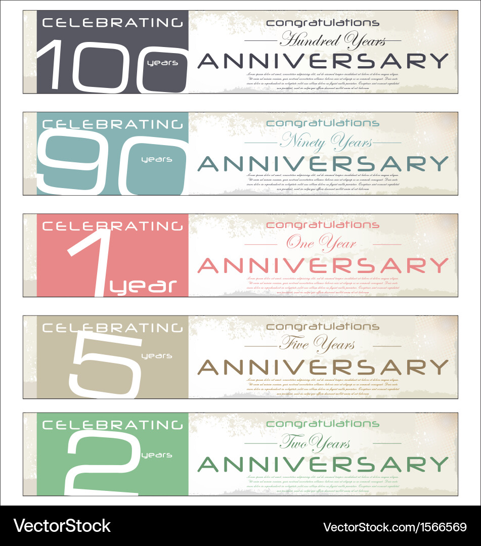 Anniversary retro banner set Royalty Free Vector Image