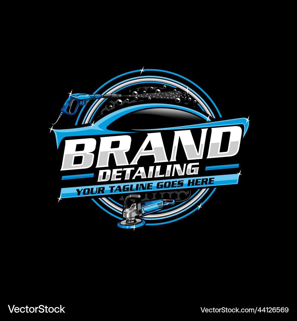 Detailing car logo and wash Royalty Free Vector Image