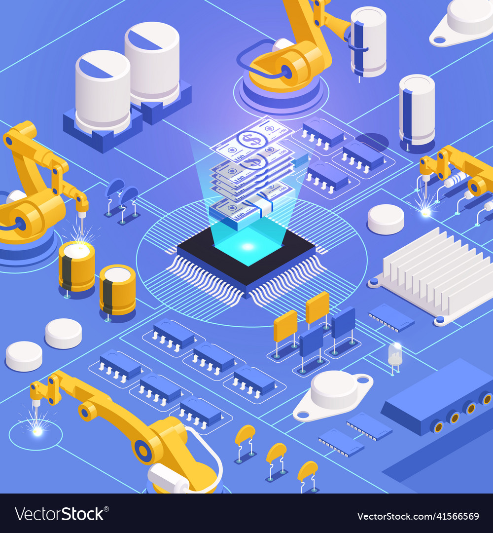 Digitalization isometric composition Royalty Free Vector