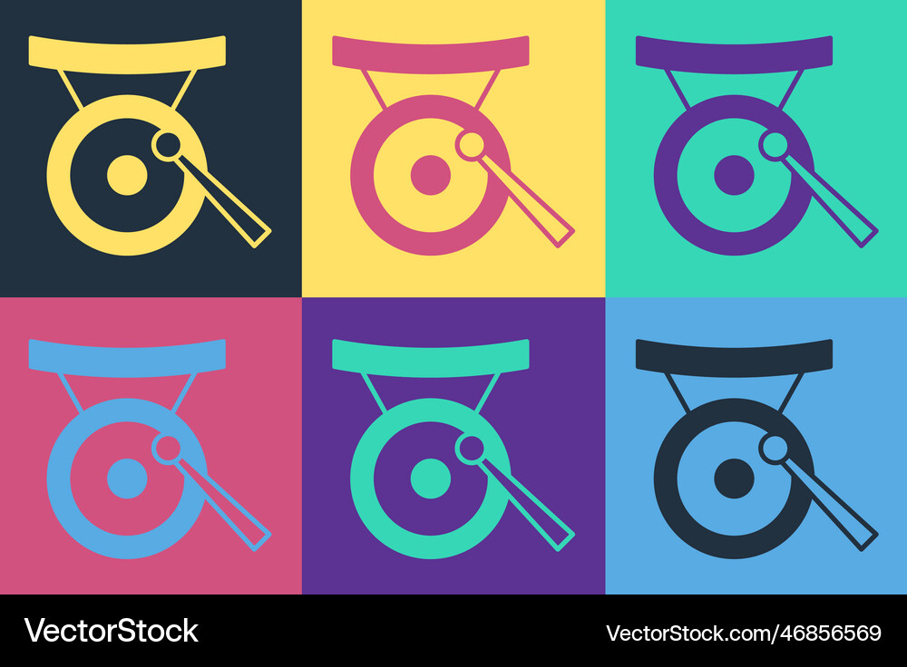 Pop art gong musical percussion instrument Vector Image