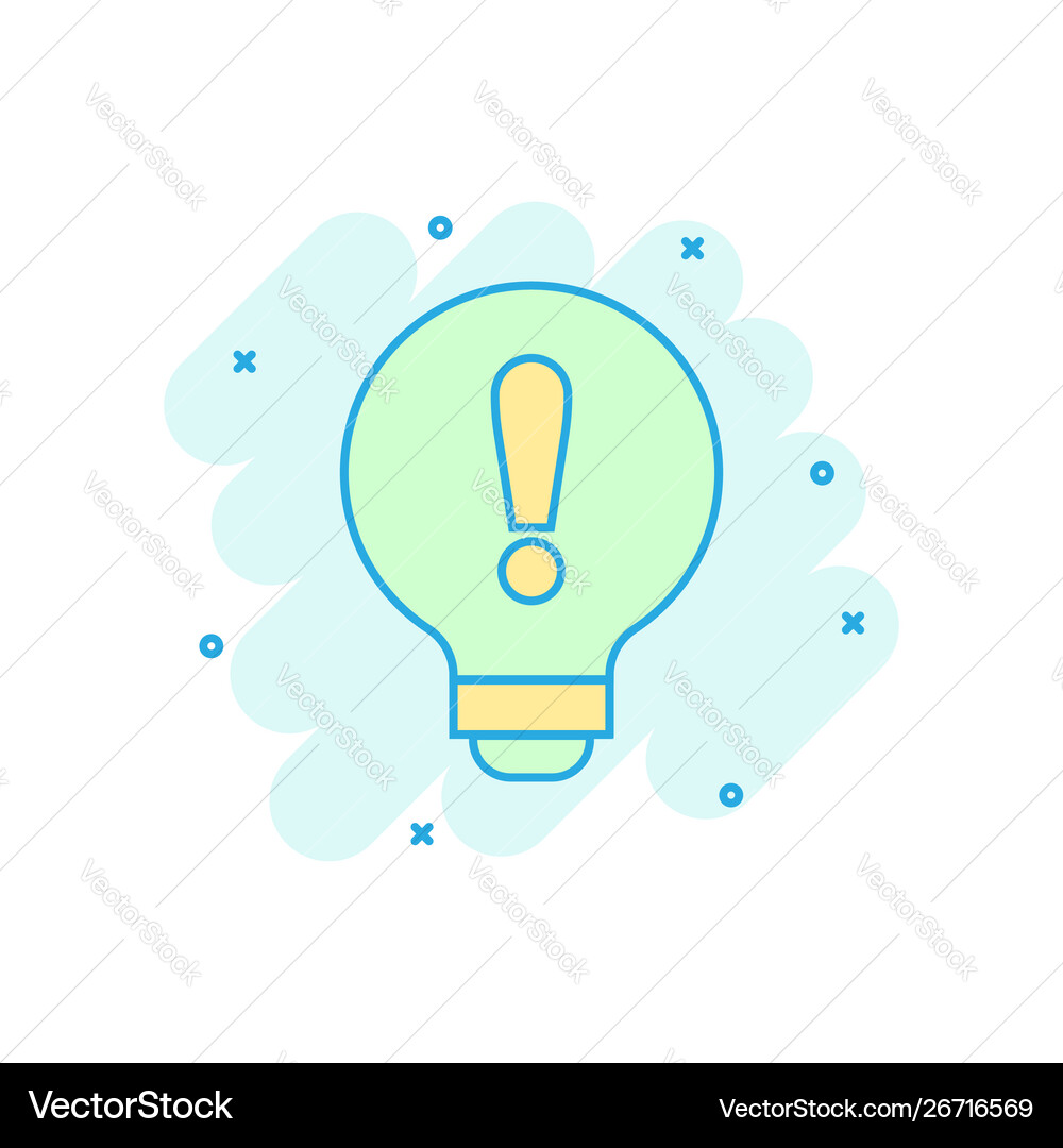 Problem solution icon in comic style light bulb Vector Image