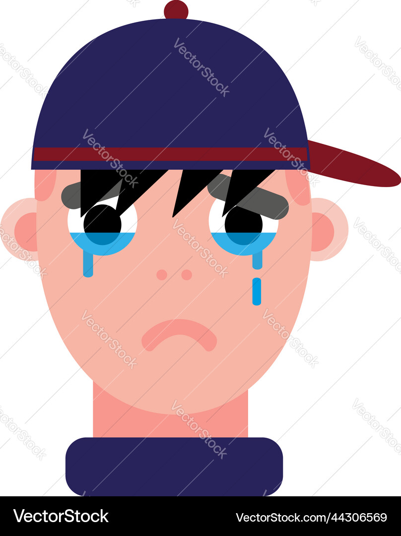 Sad boy with hat on a white background Royalty Free Vector