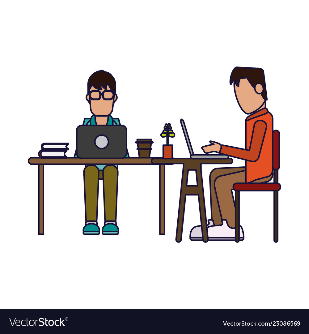 Working with computer avatar Royalty Free Vector Image