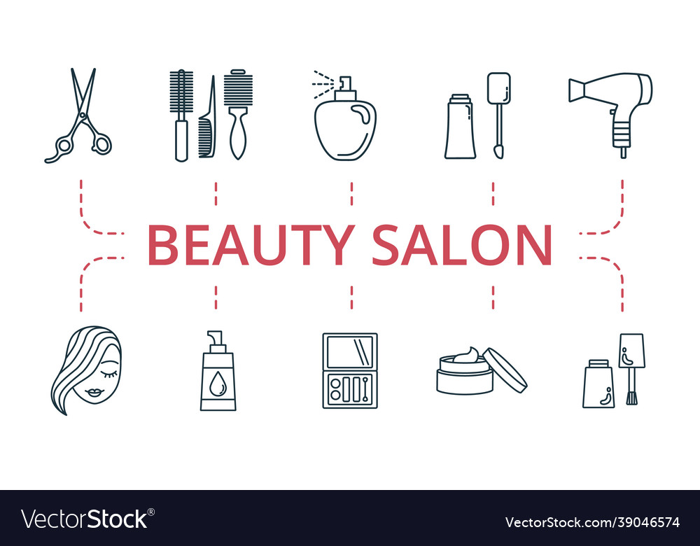 Beauty salon icon set contains editable icons Vector Image