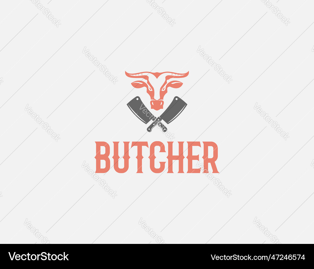 Clean simple butchery business logo design Vector Image
