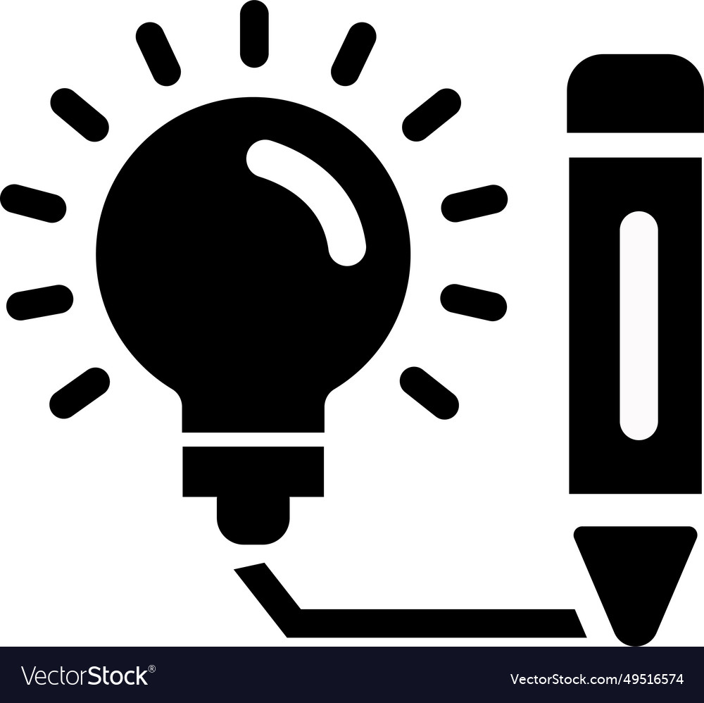 Creative idea icon pencil lightbulb logo light Vector Image