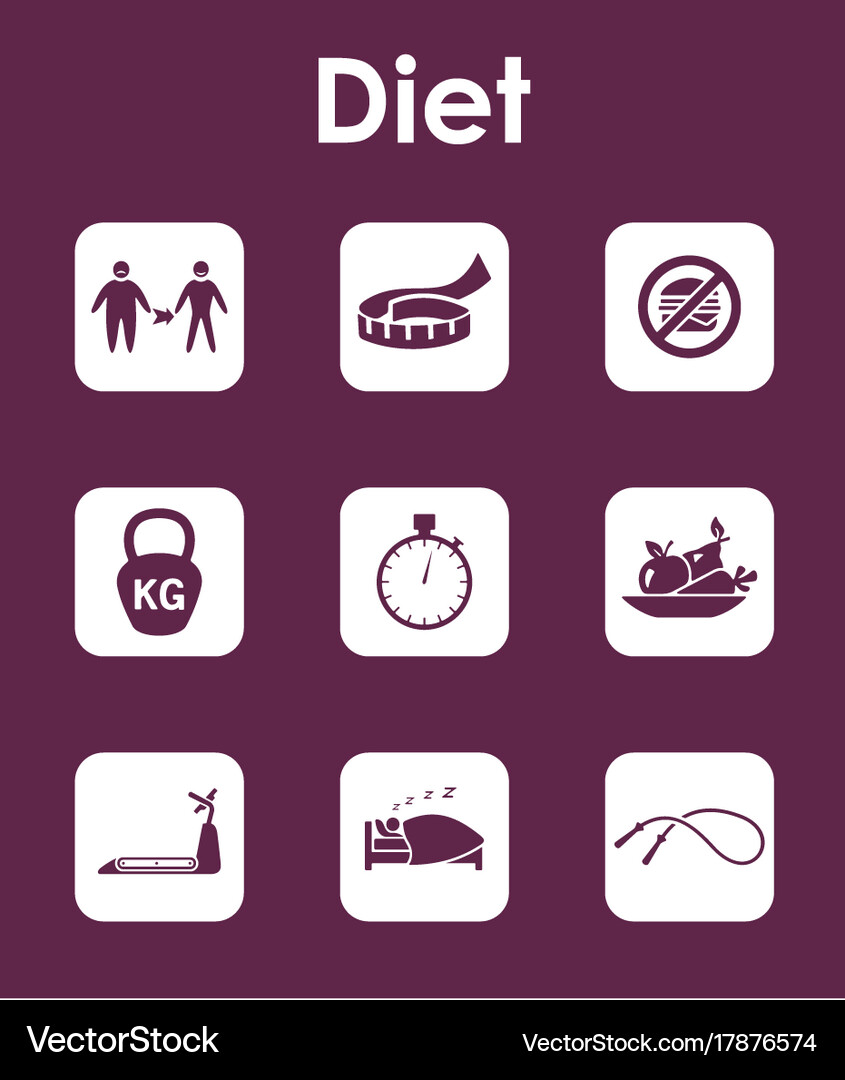 Set of diet simple icons Royalty Free Vector Image