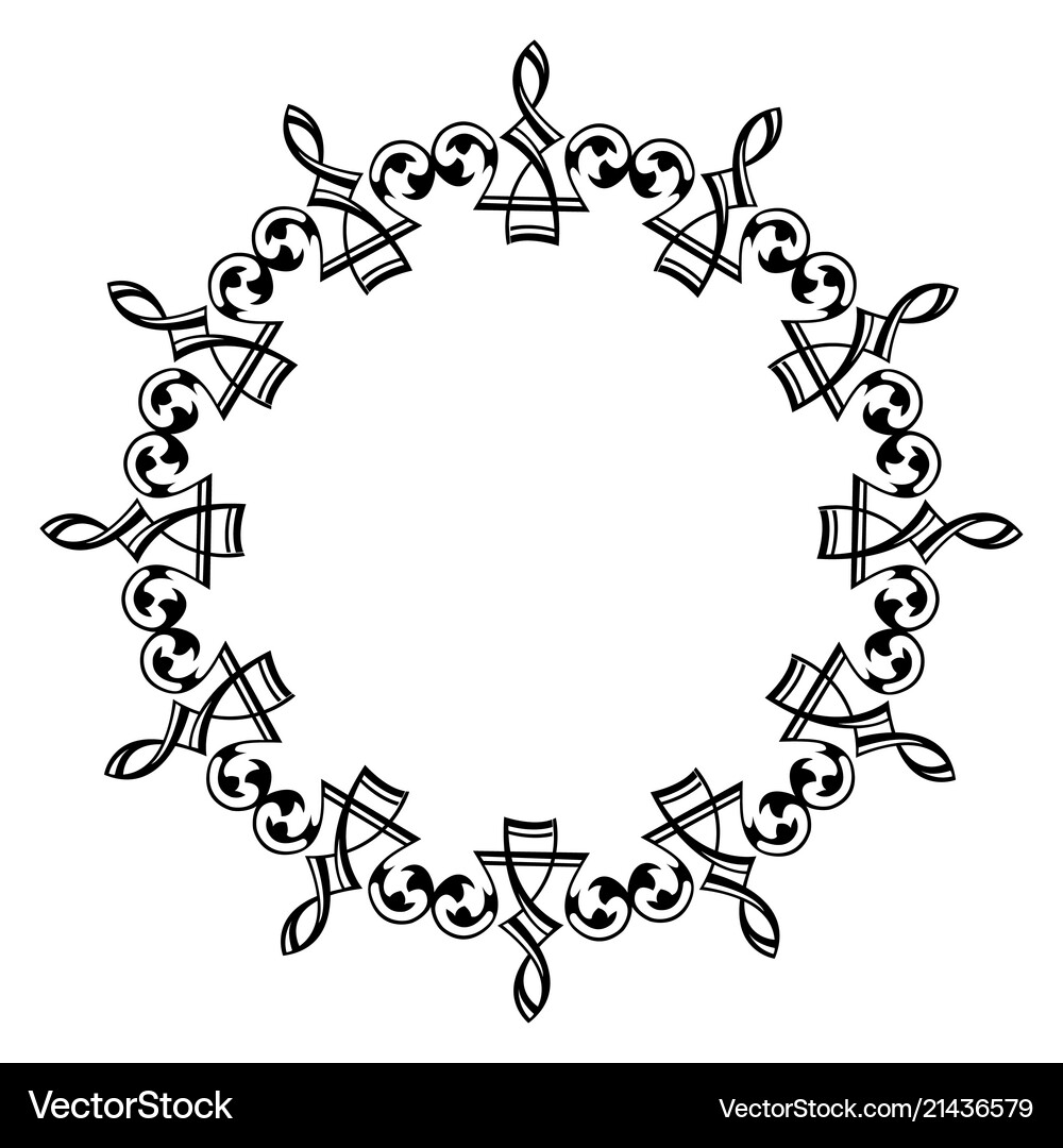 Artistic black and white circle frame Royalty Free Vector