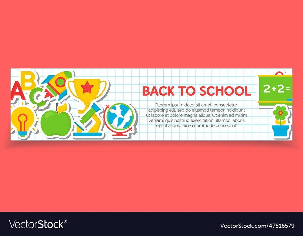 Back to school banner with school supplies such us