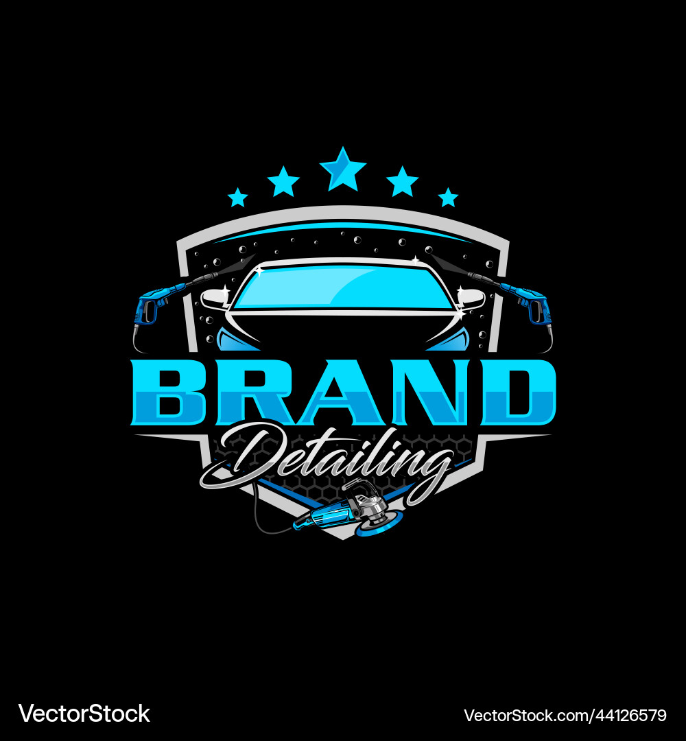 Detailing car logo and wash Royalty Free Vector Image