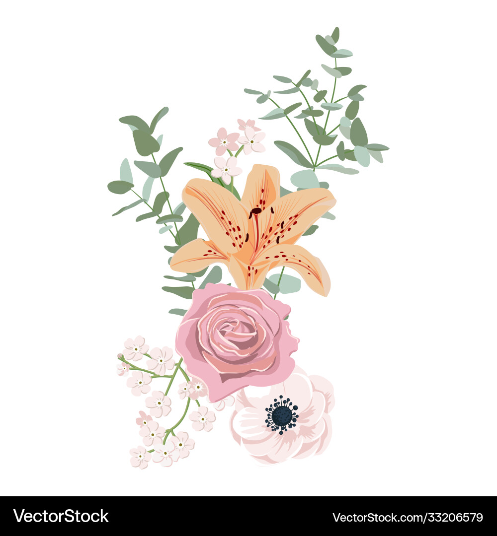 Drawing flowers composition Royalty Free Vector Image