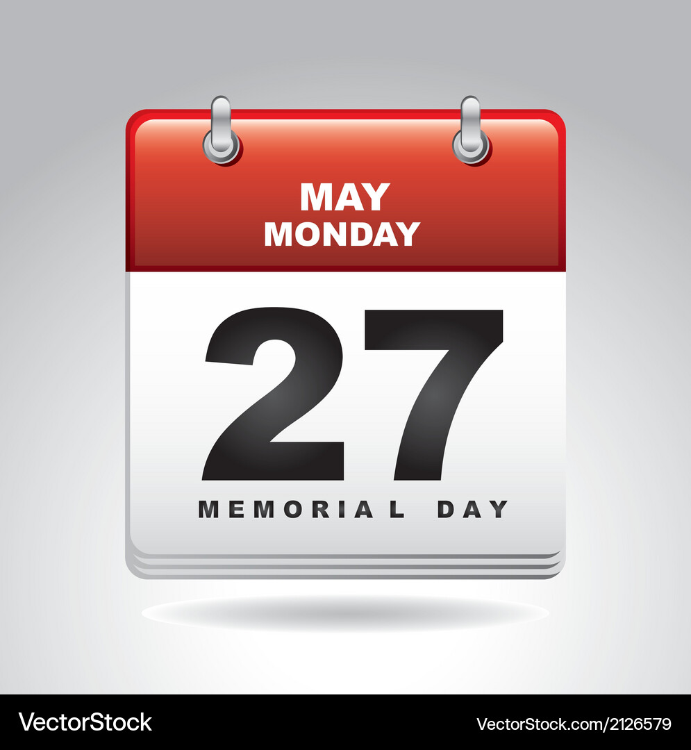 Memorial day calendar over gray background Vector Image