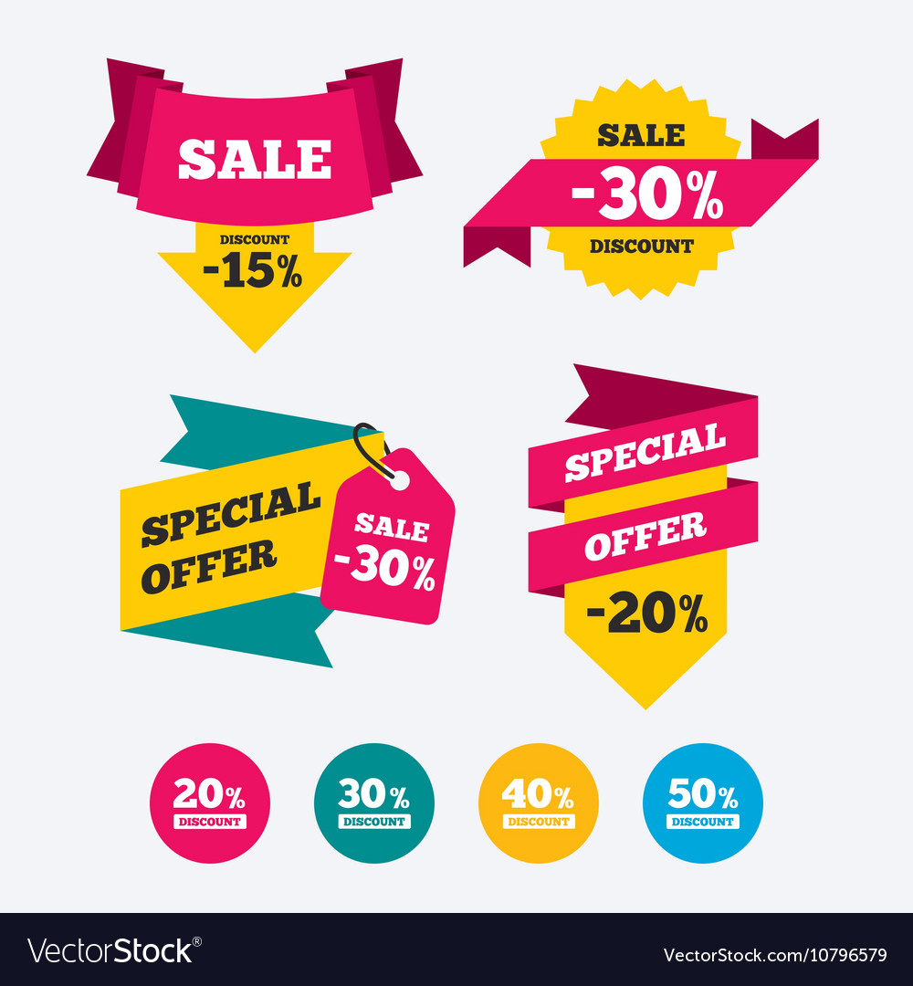Sale discount icons special offer price signs Vector Image