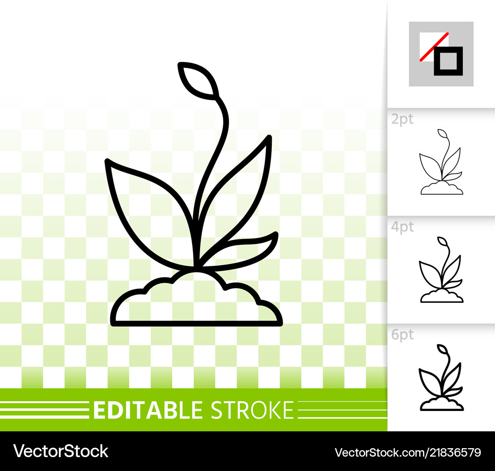 Sprout simple black line icon Royalty Free Vector Image